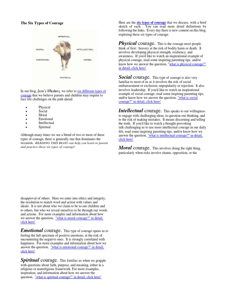 The Six Types of Courage | PDF | Courage | Parenting