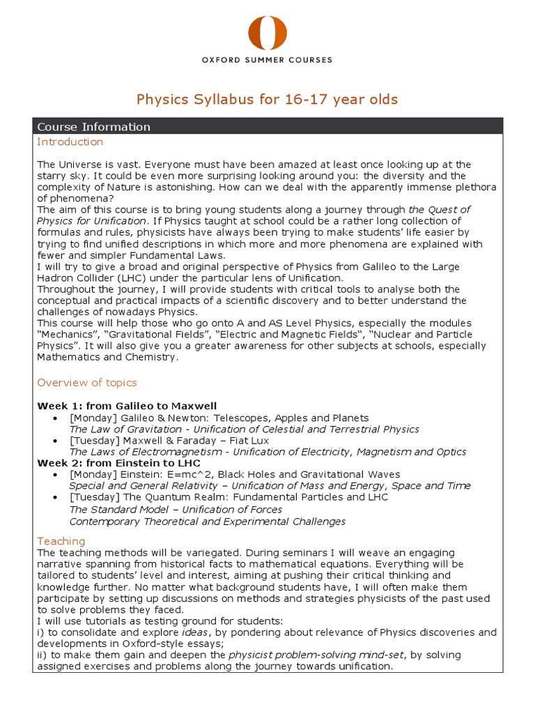 Matteo Parisi Physics 16-17 Syllabus Summer 2019 | PDF | Standard Model ...