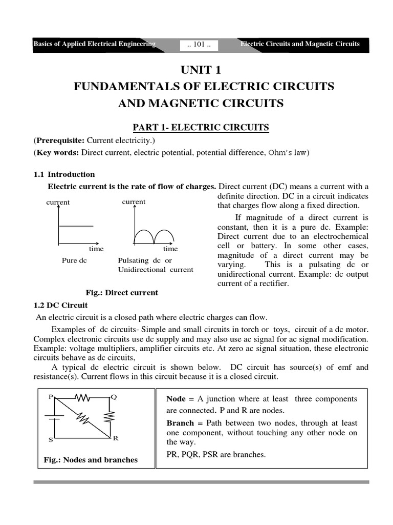 BEE UNIT 1 Funda of DC Circuits and Magnetic Circuits Notes | PDF ...