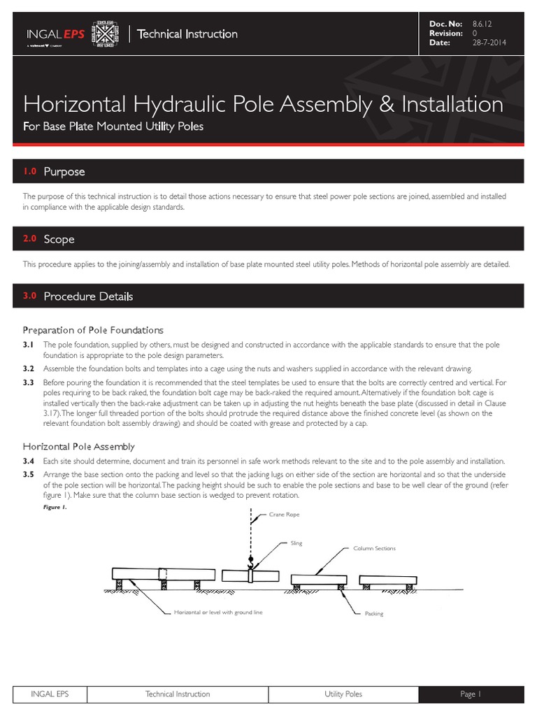 8 6 12 Horizontal Hydraulic Pole Assembly and Installation For Base ...