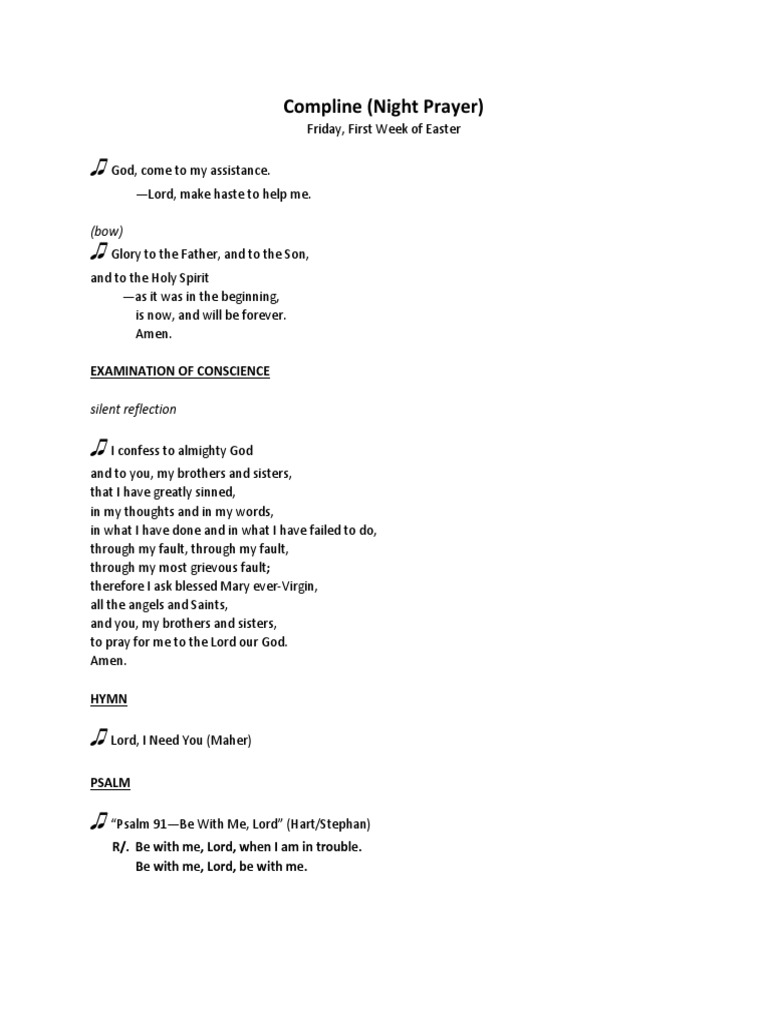 Compline (Night Prayer) | PDF | Christian Worship And Liturgy | Worship