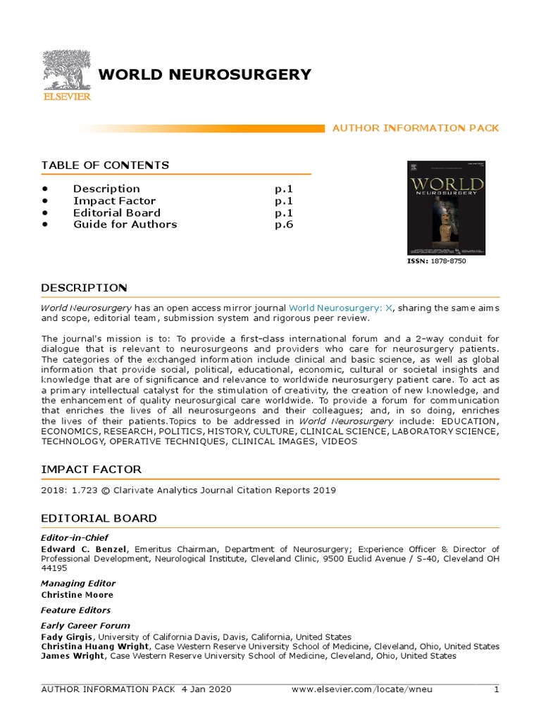 World Neurosurgery Author Guidelines | PDF | Open Access | Academic Journal