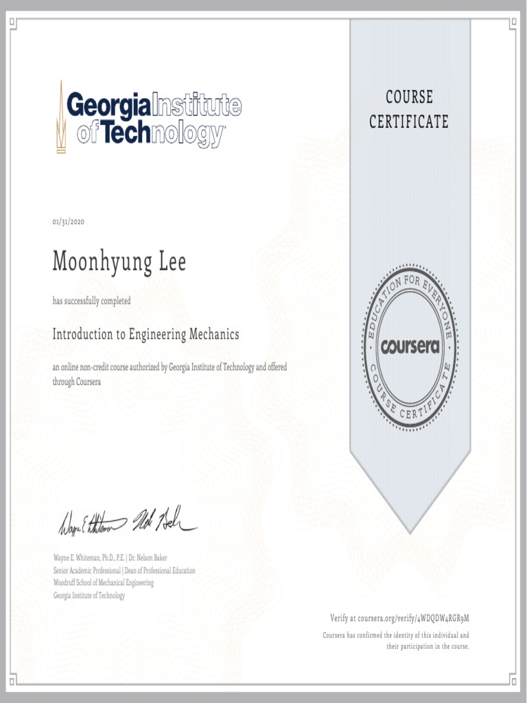 Coursera - Introduction To Engineering Mechanics | PDF | Engineering ...