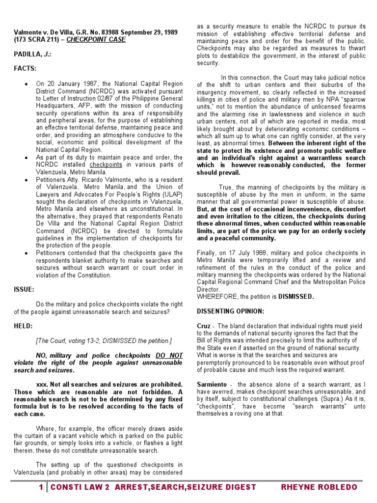 JD Arrest Search and Seizure Digest | PDF | Search And Seizure | Search ...