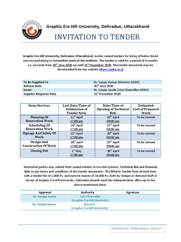 Invitation To Tender | PDF | Business