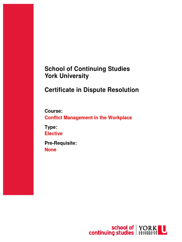 Conflict Management in The Workplace Course Outline Sample | PDF ...