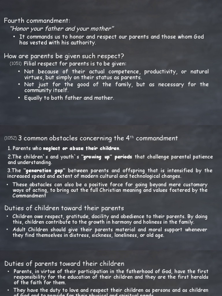 Fourth Commandment:: "Honor Your Father and Your Mother" | PDF | Parent ...
