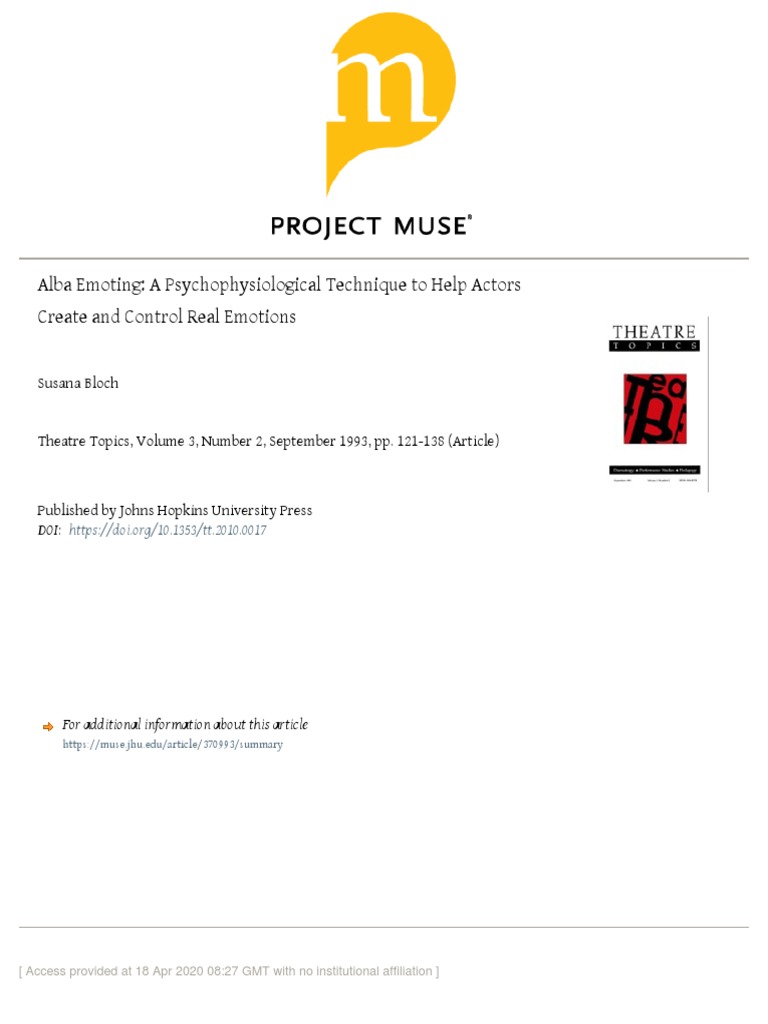 Susana Bloch - Alba Emoting Method PDF | PDF | Anger | Emotions