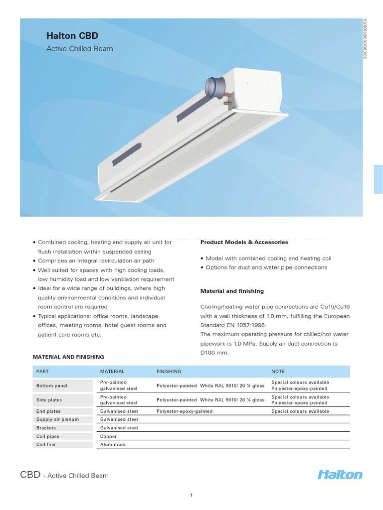 Halton CBD: Active Chilled Beam | PDF | Heat Exchanger | Duct (Flow)