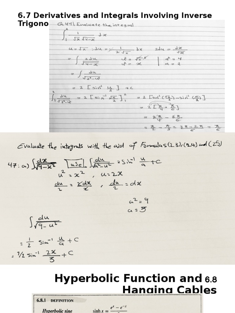 6.7 Derivatives and Integrals Involving Inverse Trigonometric Function ...