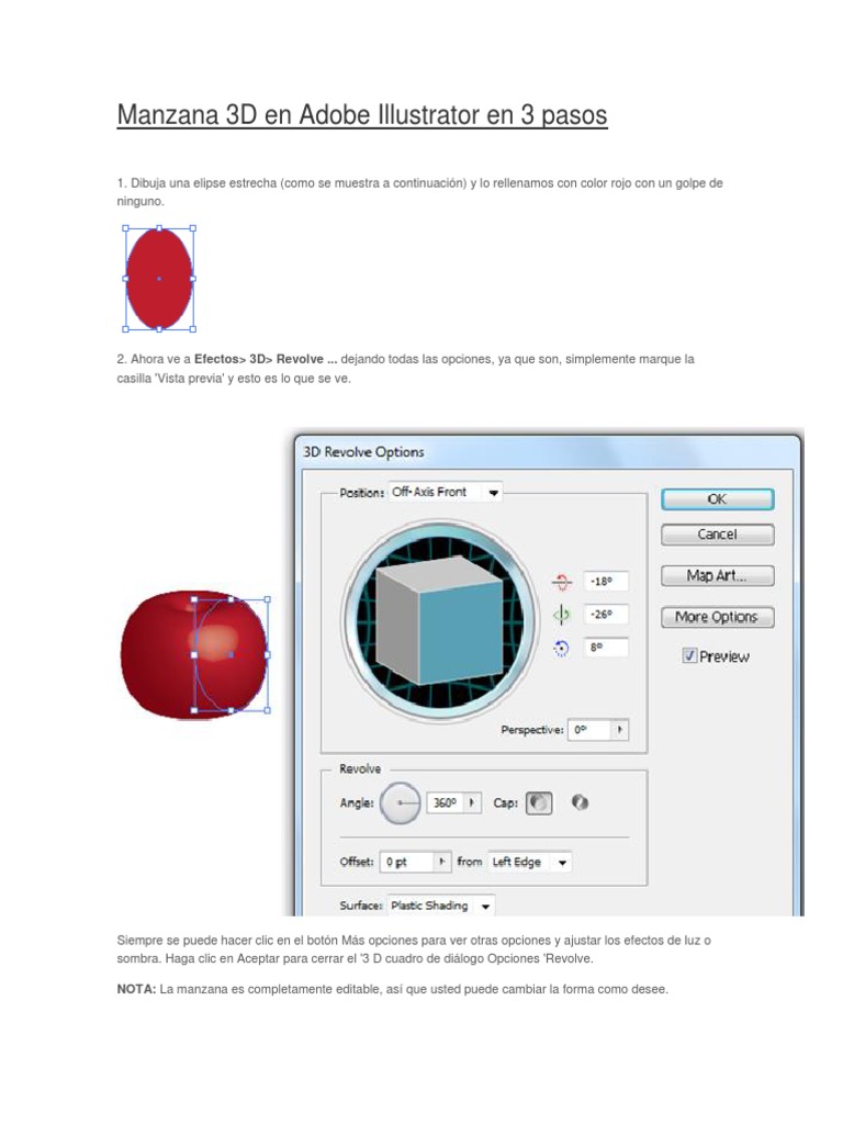 Manzana 3D en Illustrator 3 Pasos | PDF