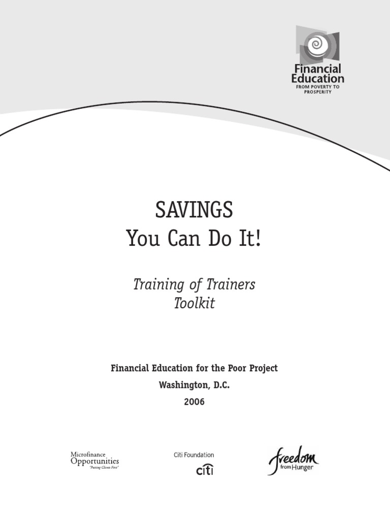 Savings You Can Do It!: Training of Trainers Toolkit | PDF | Microfinance | Interest