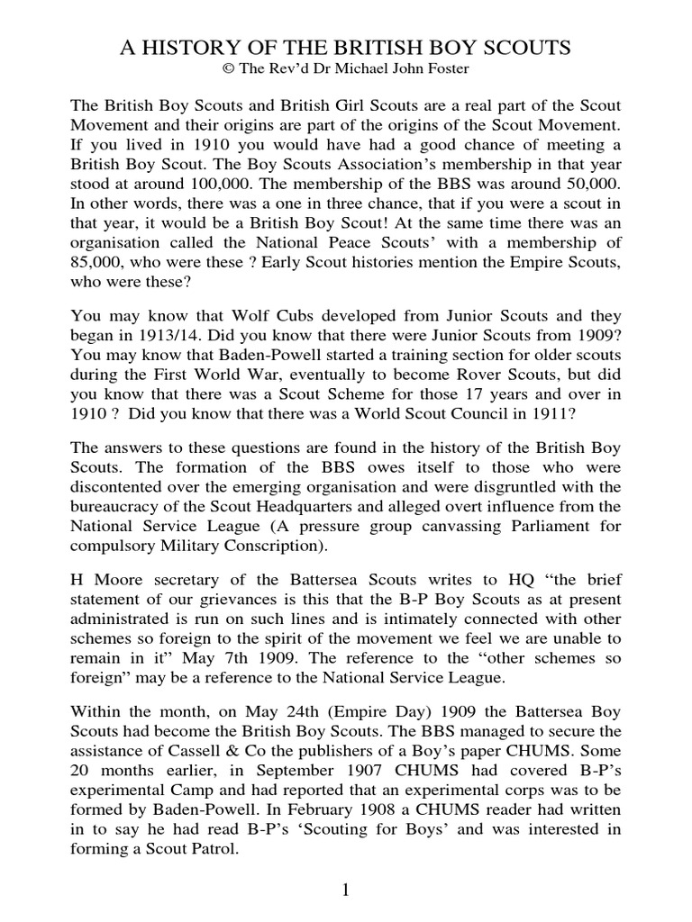 History of British Boy Scouts | PDF | Scouting | Youth Organizations