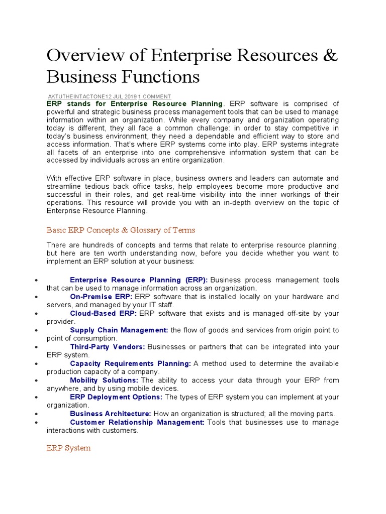 Erp Mba Notes | PDF | Enterprise Resource Planning | Business Process