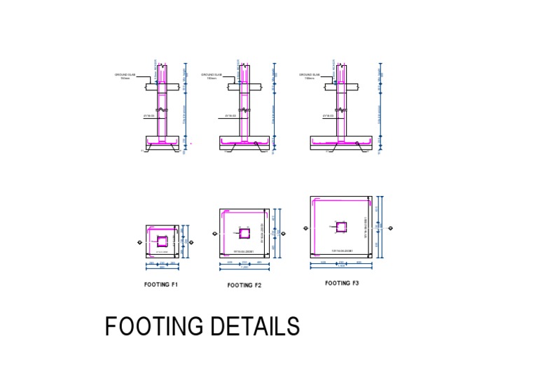 Footing Details: Footing F1 Footing F2 Footing F3 | PDF | Tornadoes ...