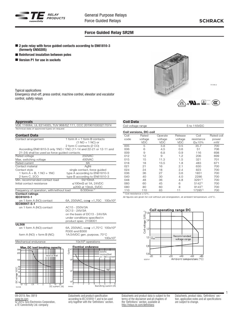 Schrack Force Guided Relay SR2M | PDF | Relay | Insulator (Electricity)