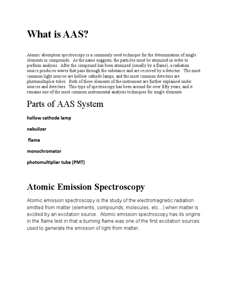 What Is AAS?: Parts of AAS System | PDF | Science & Mathematics