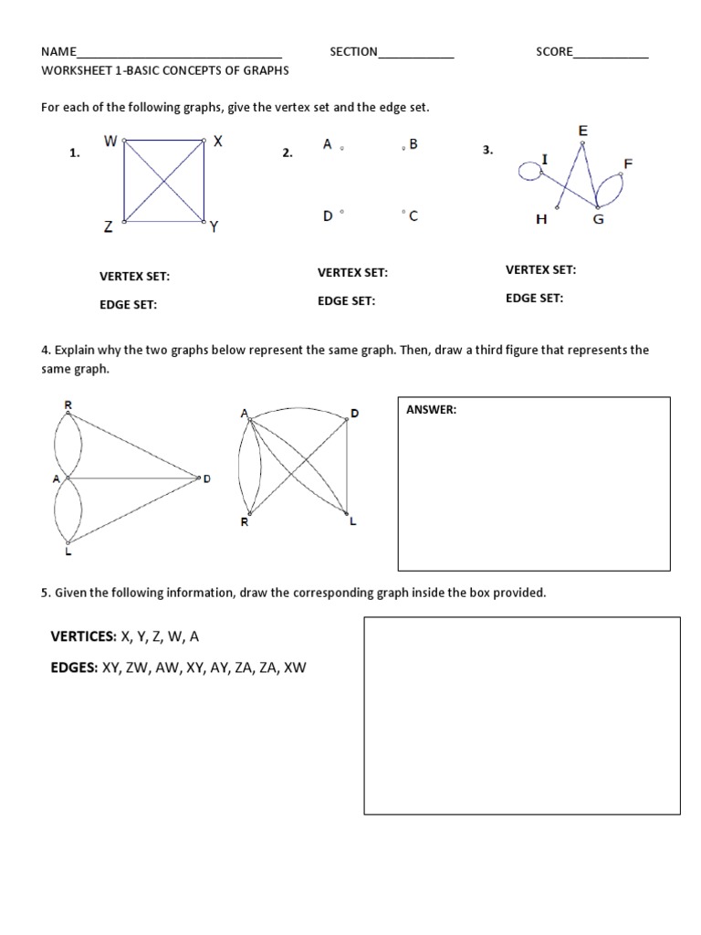 Graph Theory Worksheet: Concepts & Tasks | PDF | Vertex (Graph Theory ...