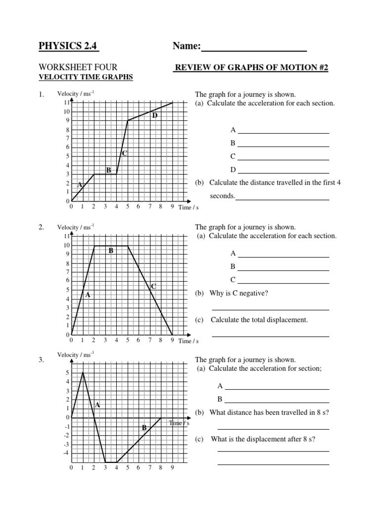Physics 2.4 Name:: Worksheet Four | PDF | Velocity | Acceleration