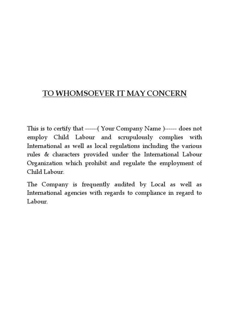 Child Labour Policy Declaration | PDF