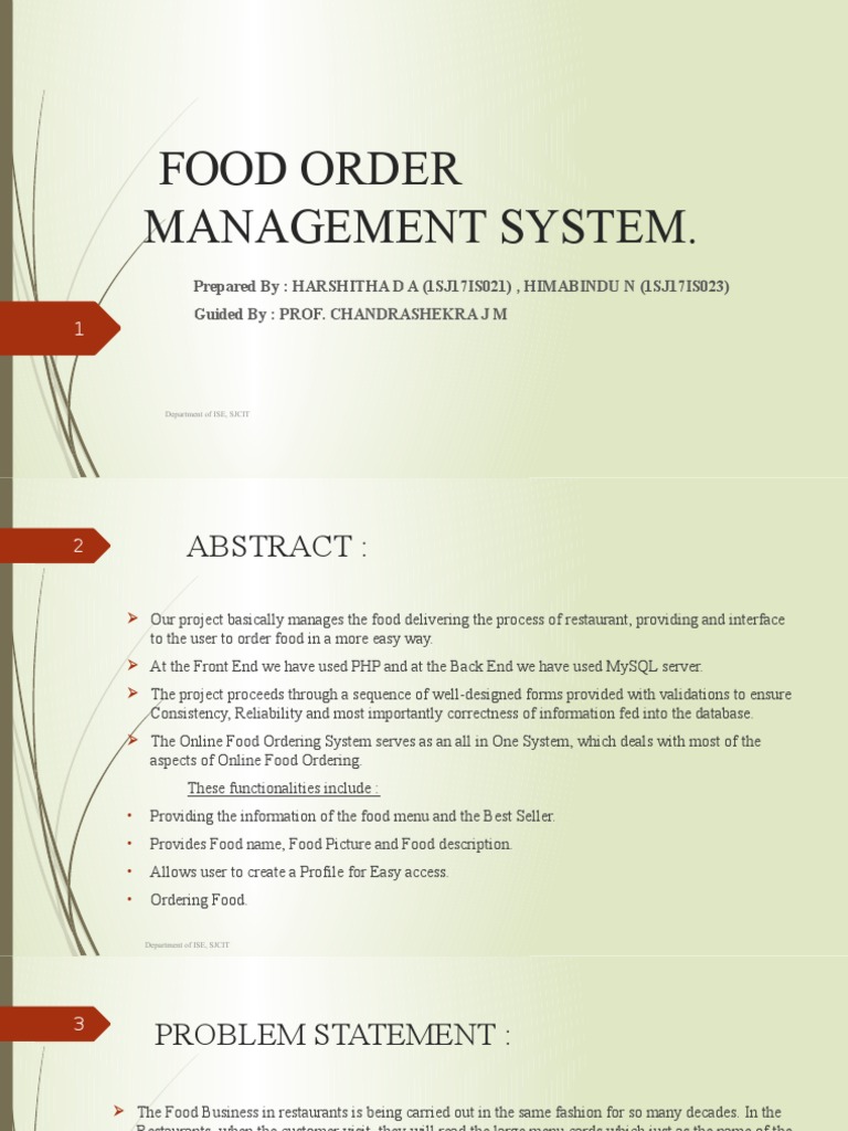 Food Order Management System | Download Free PDF | Operating System | Menu