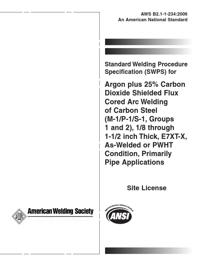 Standard Welding Procedure Specification (SWPS) For: Site License | PDF ...