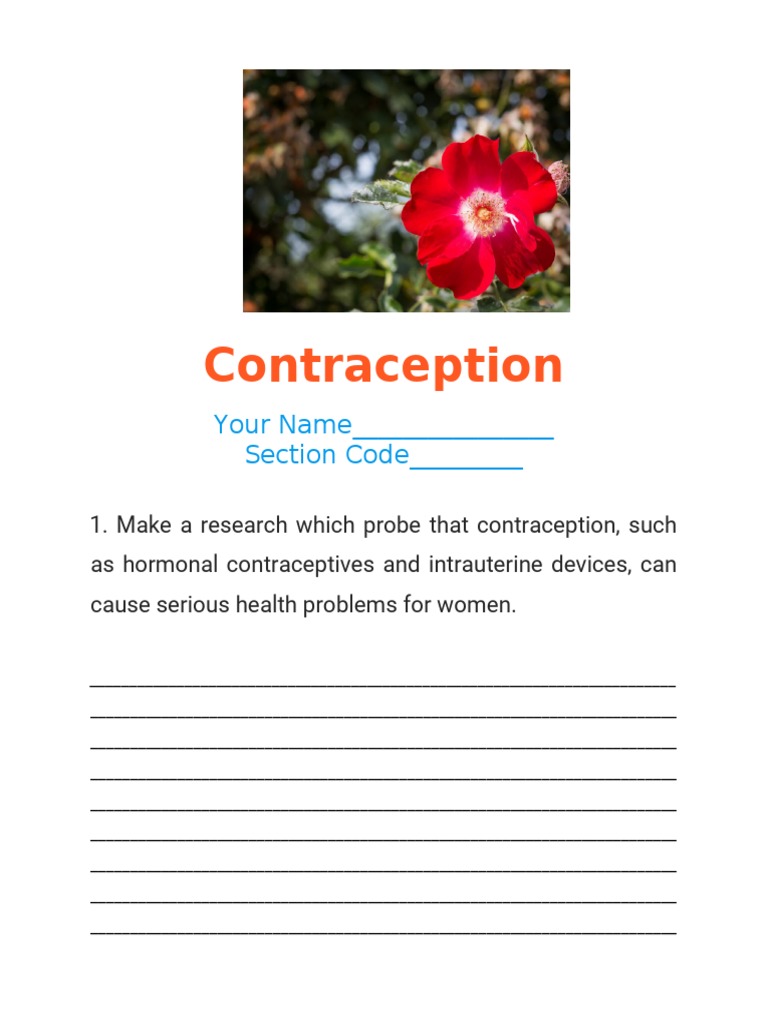 Contraception: Your Name - Section Code | PDF | Birth Control ...