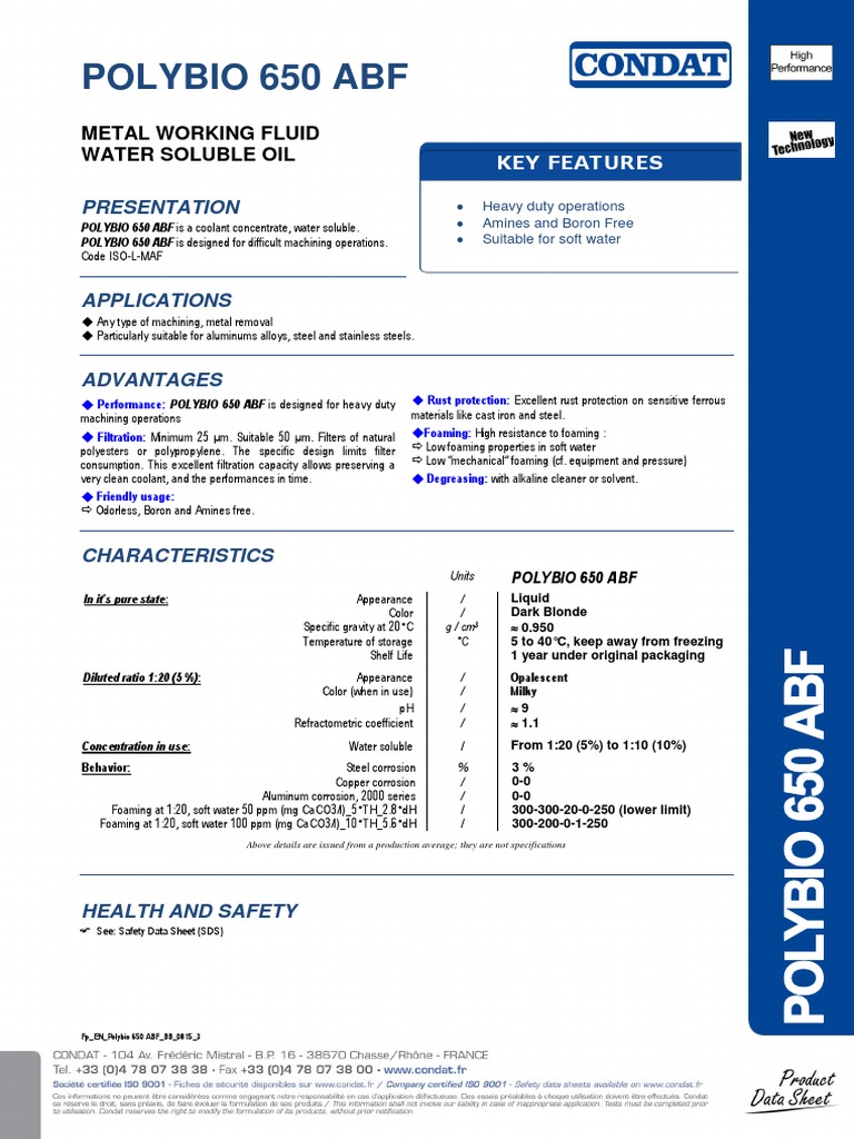 FP - EN - Polybio 650 ABF - BB - 0815 - 3 | PDF | Coolant | Corrosion