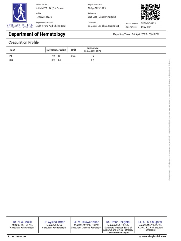 Department of Hematology: Coagulation Profile | PDF | Pathology | Life ...