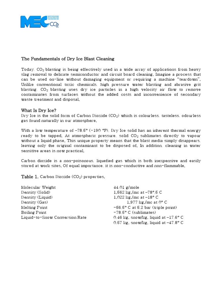 Dry Ice Blast Cleaning Basics | PDF | Nozzle | Ice