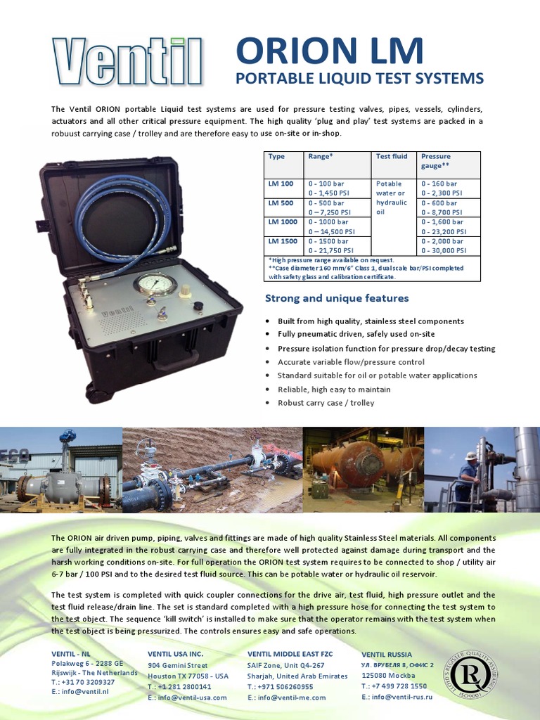 Orion (Specification 104A) | PDF | Valve | Energy Technology