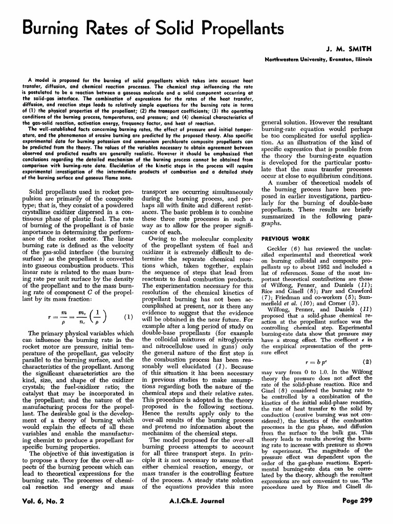 Burning Rate of Solid Propellants | PDF | Rocket Propellant | Reaction Rate