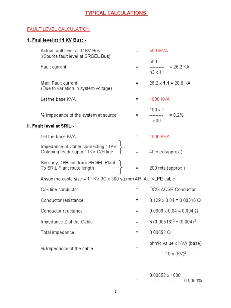 Fault Level and Busbar Calculations | PDF | Electrical Impedance ...