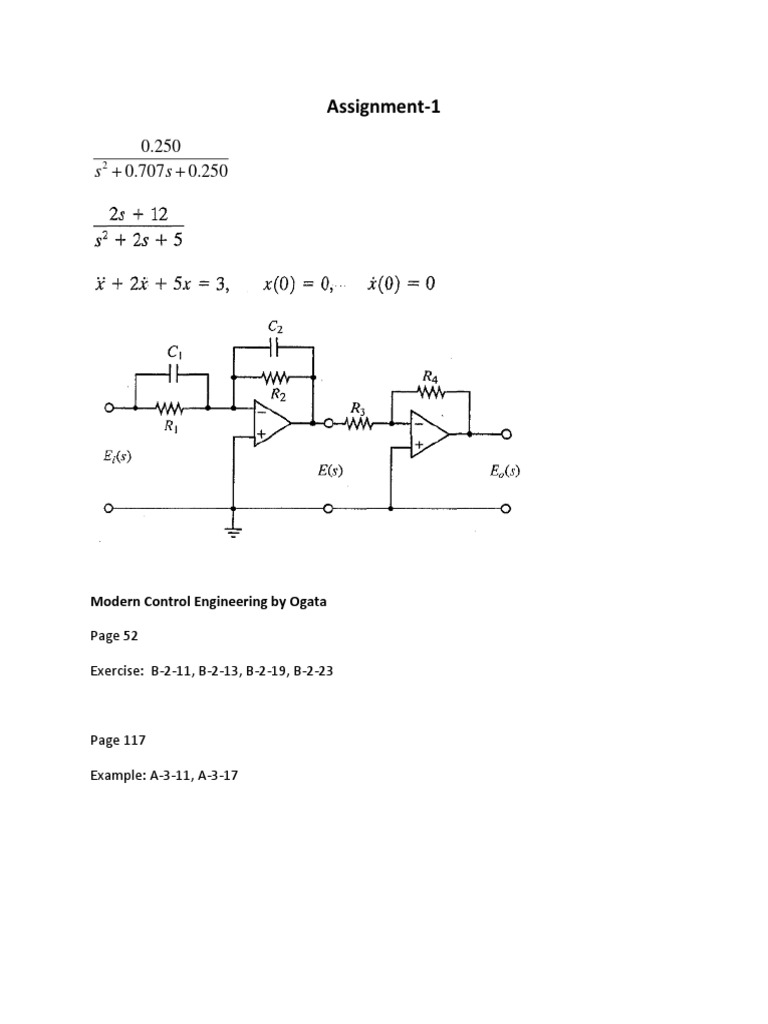 Assignment-1: Modern Control Engineering by Ogata | PDF