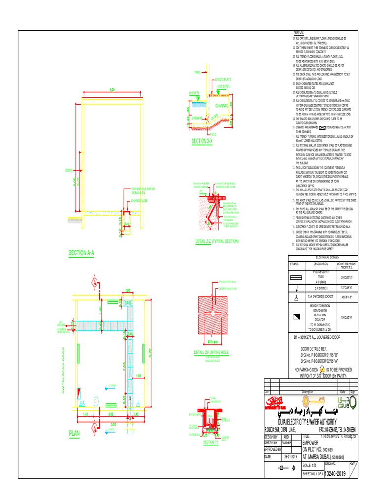 Section A-A: Wall Cheq'D Plate | PDF | Electrical Substation | Door