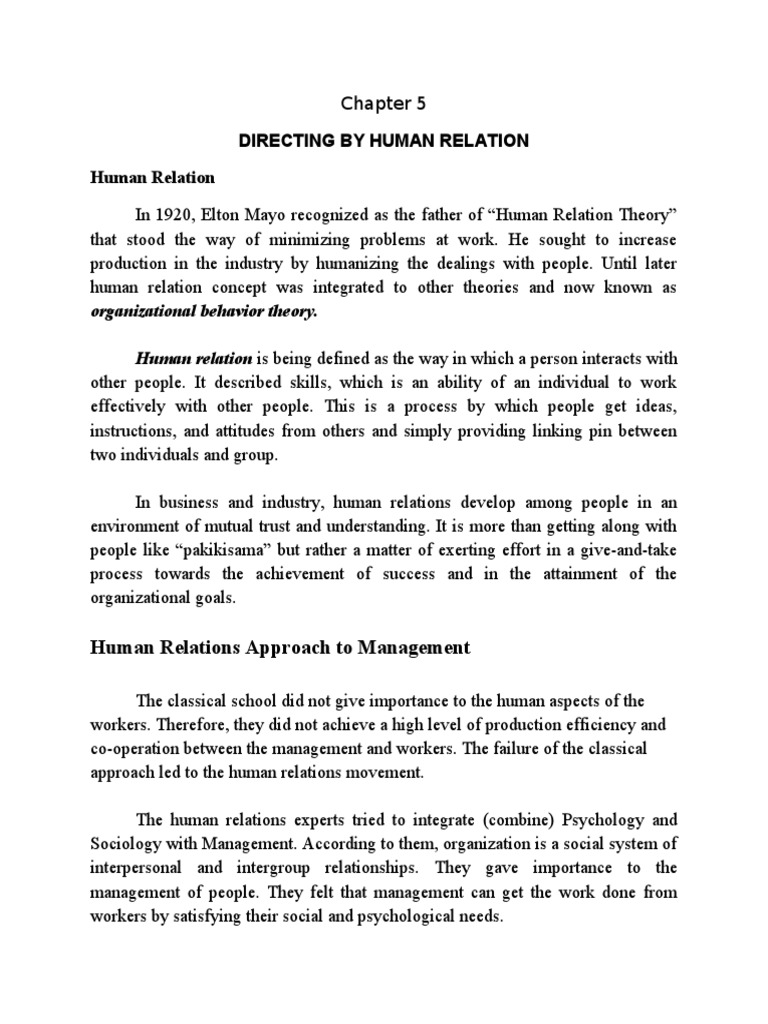 Directing by Human Relation Human Relation | PDF | Motivation ...