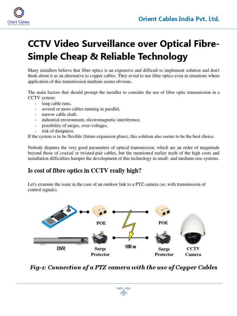 CCTV Video Surveillance Over Optical Fibre | PDF | Optical Fiber ...