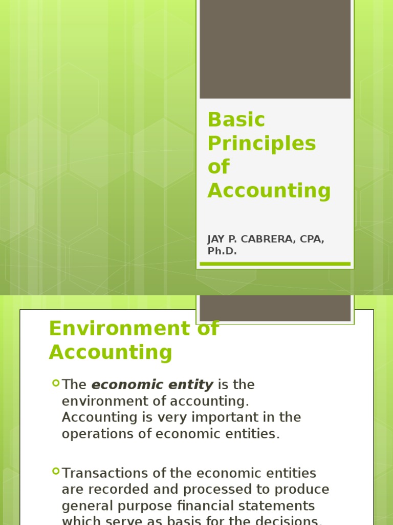 Basic Principles of Accounting: Jay P. Cabrera, Cpa, PH.D | PDF ...