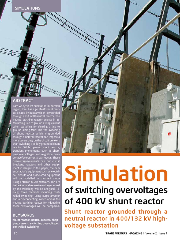 Simulation: of Switching Overvoltages of 400 KV Shunt Reactor | PDF | Electrical Substation ...