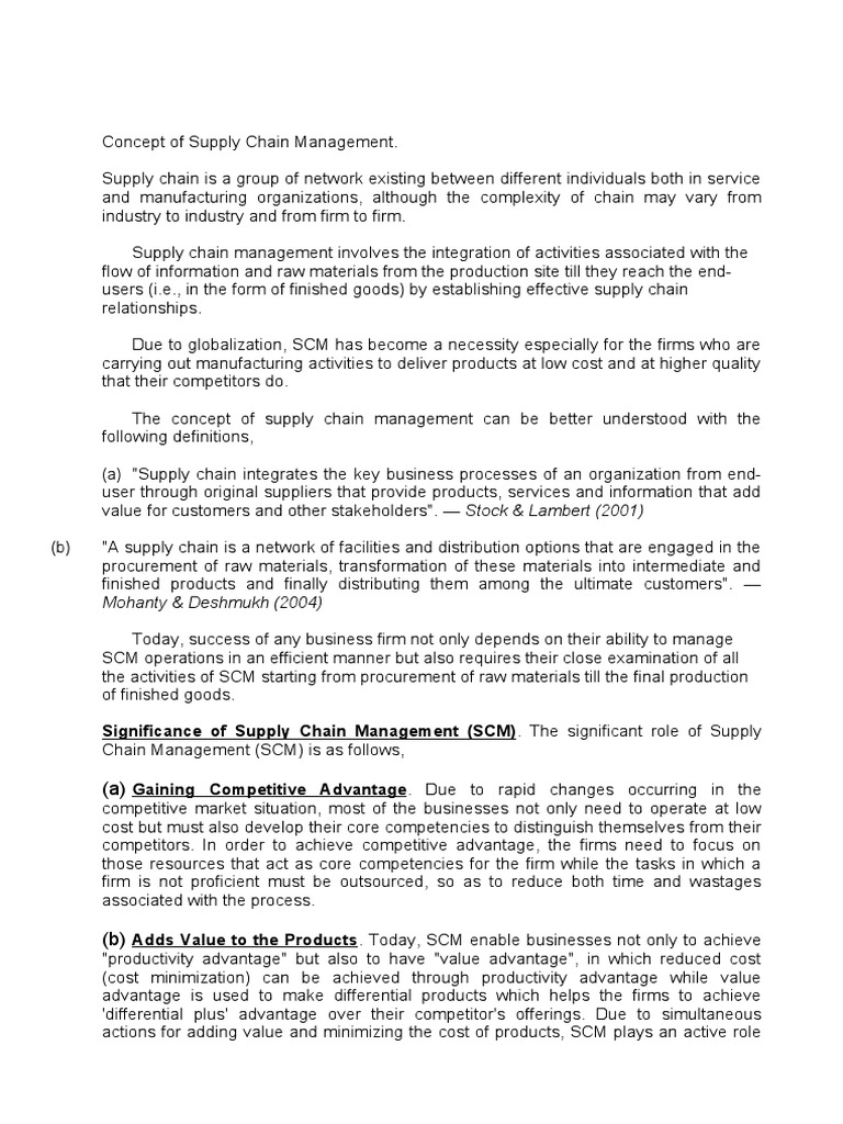 Concept of Supply Chain Management | PDF | Business Process Management ...