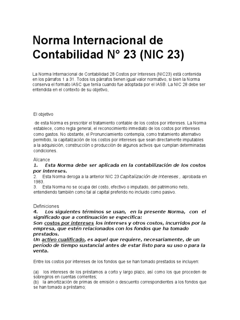 Nic 23 | PDF | Amortización (Negocio) | Contabilidad
