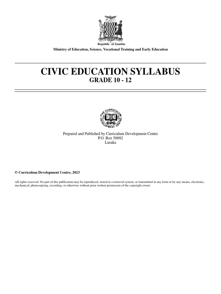 Civic Education Syllabus: GRADE 10 - 12 | Substance Abuse | Corruption