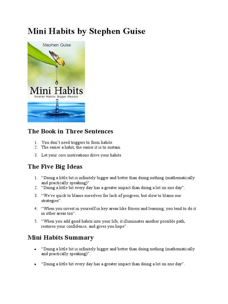 Mini Habits - Stephen Guise | PDF | Habits | Psychological Theories