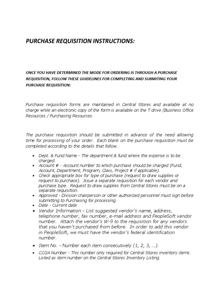 Purchase Requisition Instructions | PDF | Business