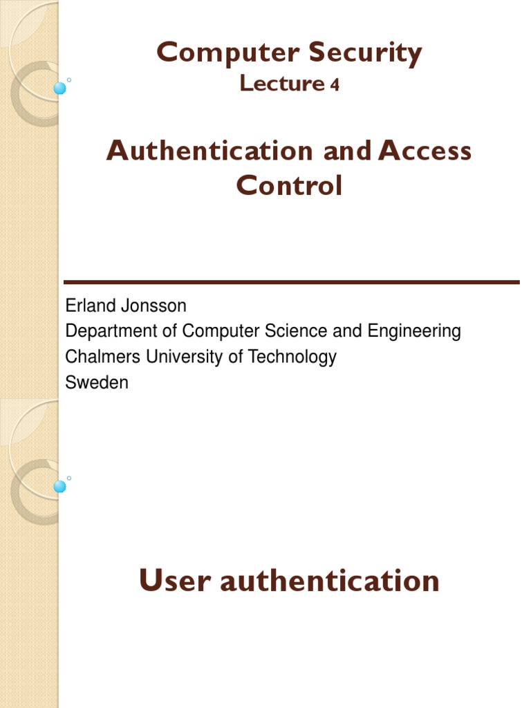 L04 Authentication and Access Control | PDF | Authentication | Access ...