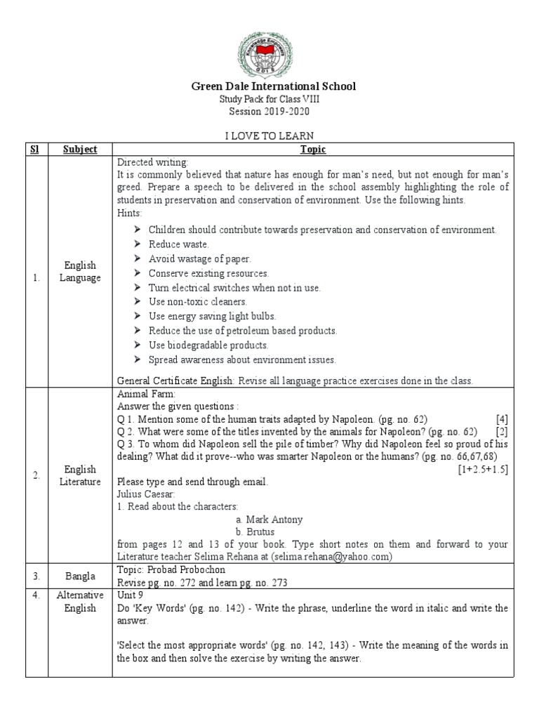 Study Pack III Class 8 2019 - 2020 | PDF | Solubility | Chemistry