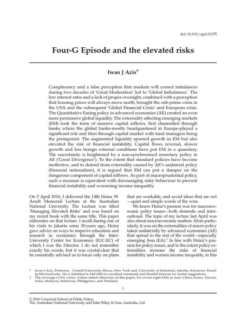 Four-G Episode and The Elevated Risks: Iwan J Azis | PDF | Credit ...
