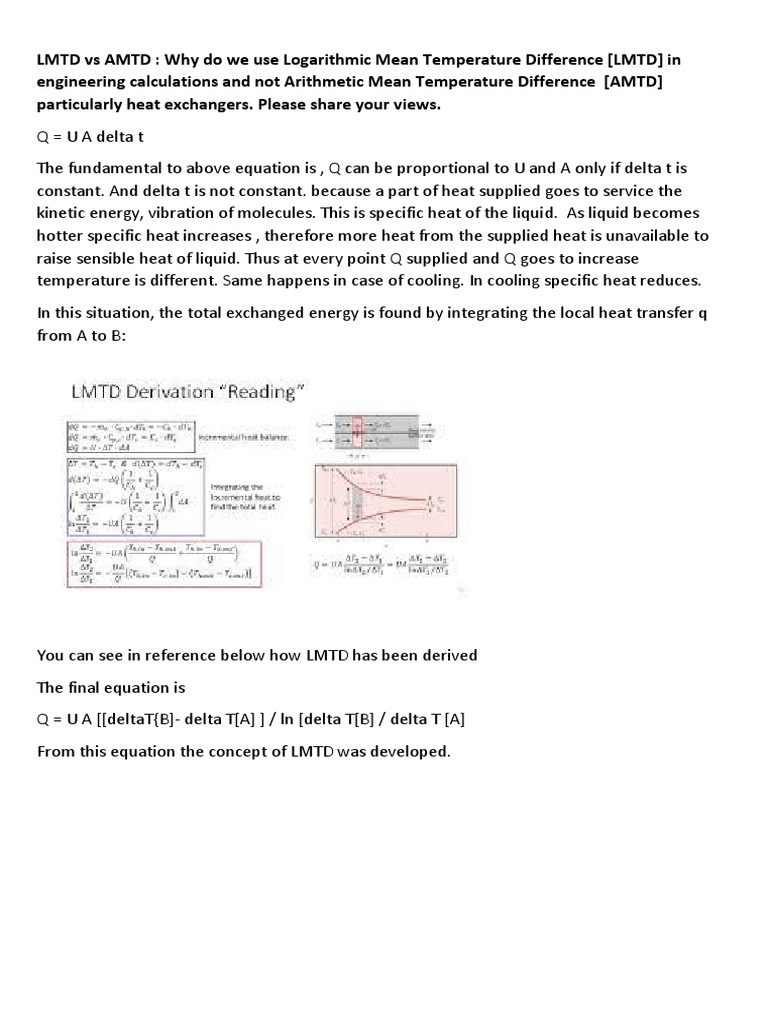 LMTD vs AMTD in Heat Exchangers | PDF | Technology & Engineering