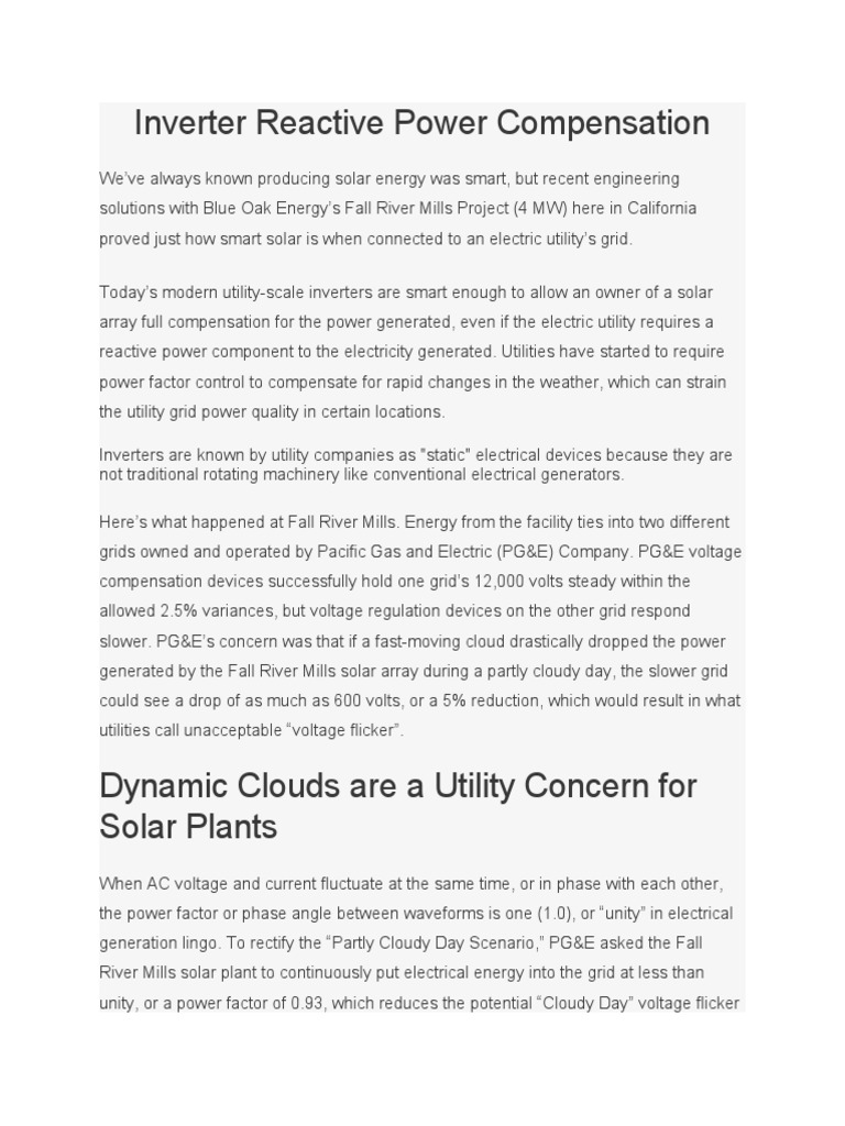 Inverter Reactive Power Compensation | PDF | Power Inverter ...