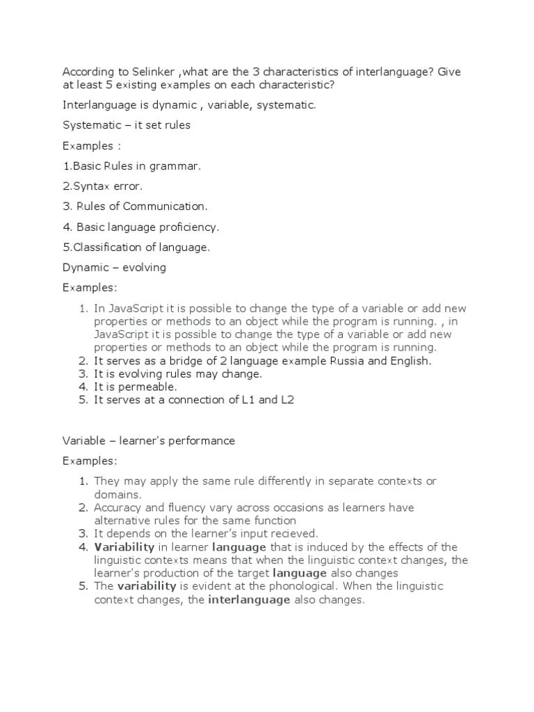 W3 - Selinker Interlanguage Continuum - Averilla, Leriza | PDF